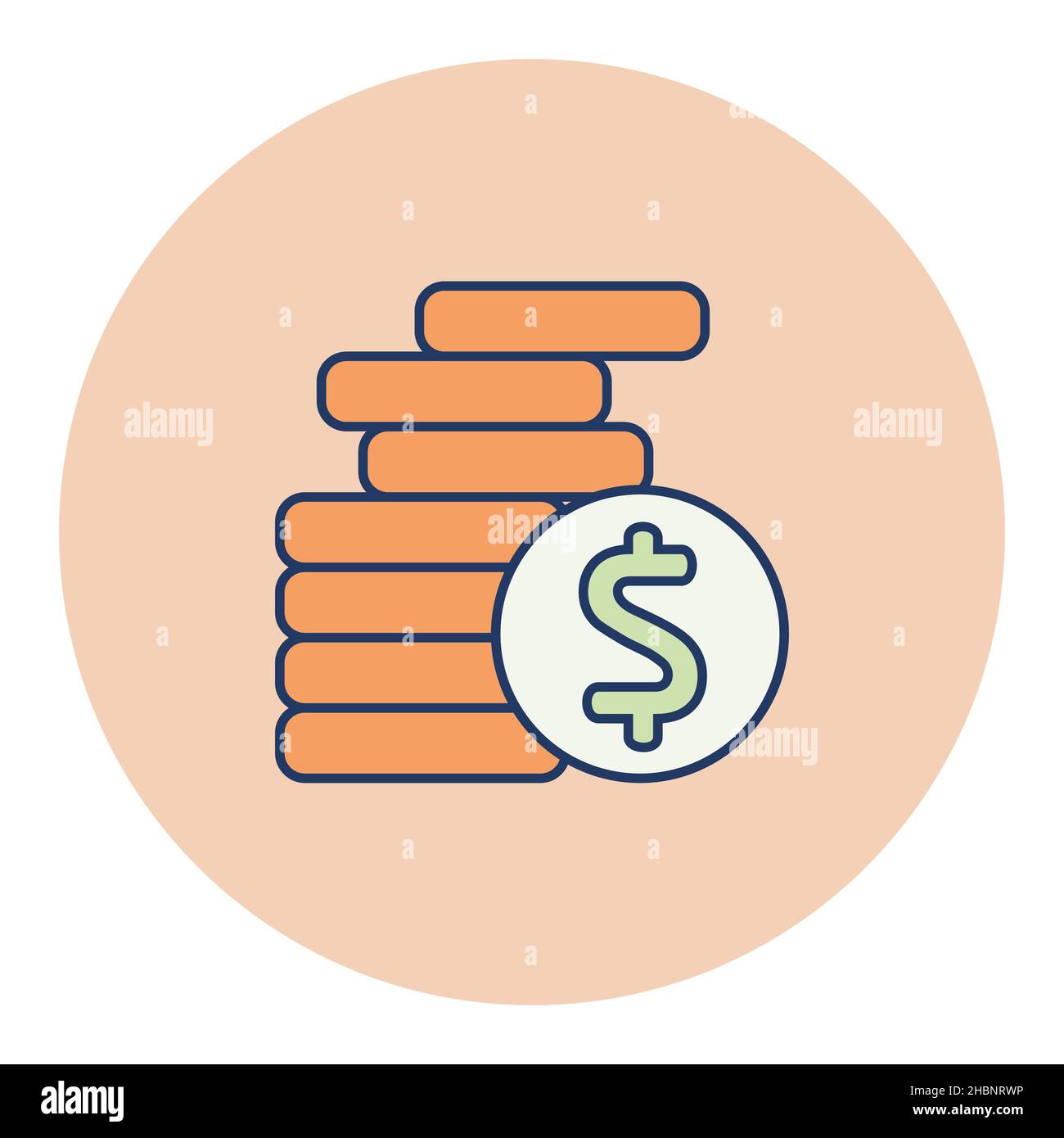 Coins stack outline vector illustration. Money stacked coins flat icon ...