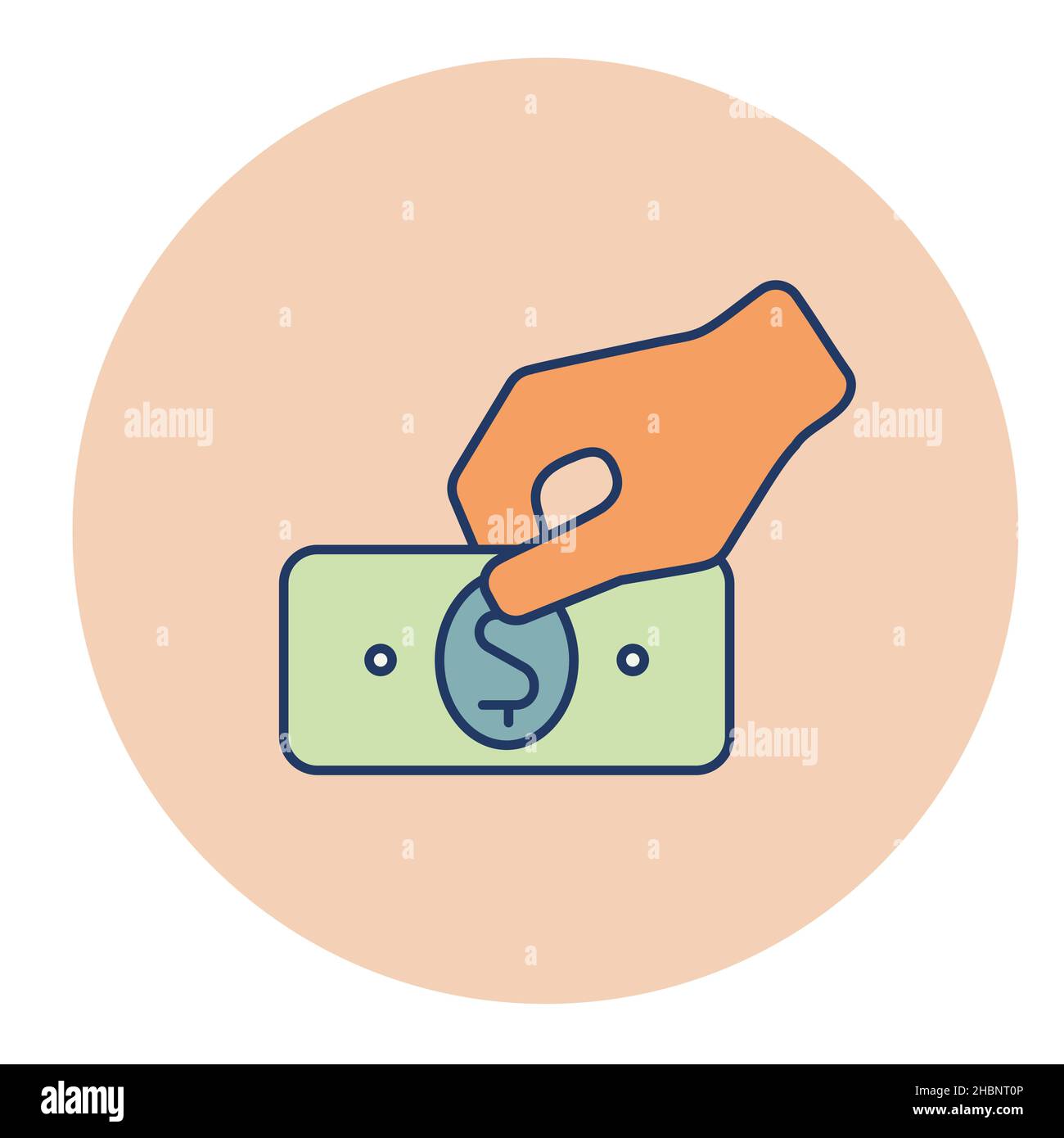 Hand holding money or money in hand outline flat icon. Hand with money ...