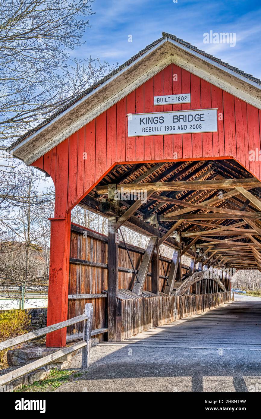 Looking into the Kings Bridge, a covered bridge, over Laurel Creek in ...