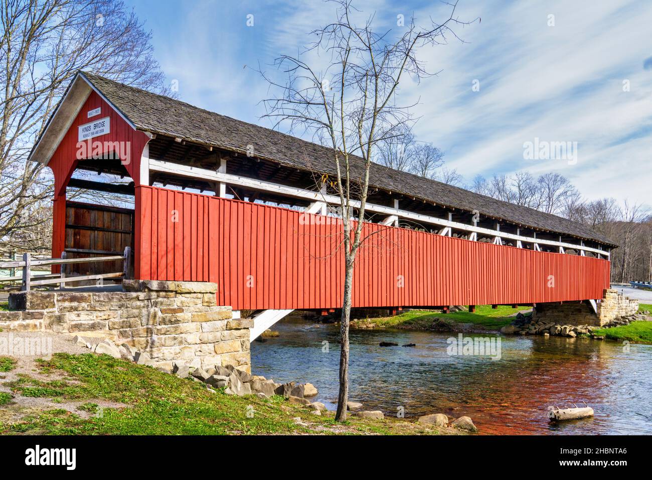 The Kings Bridge, a covered bridge, over Laurel Creek in Somerset ...