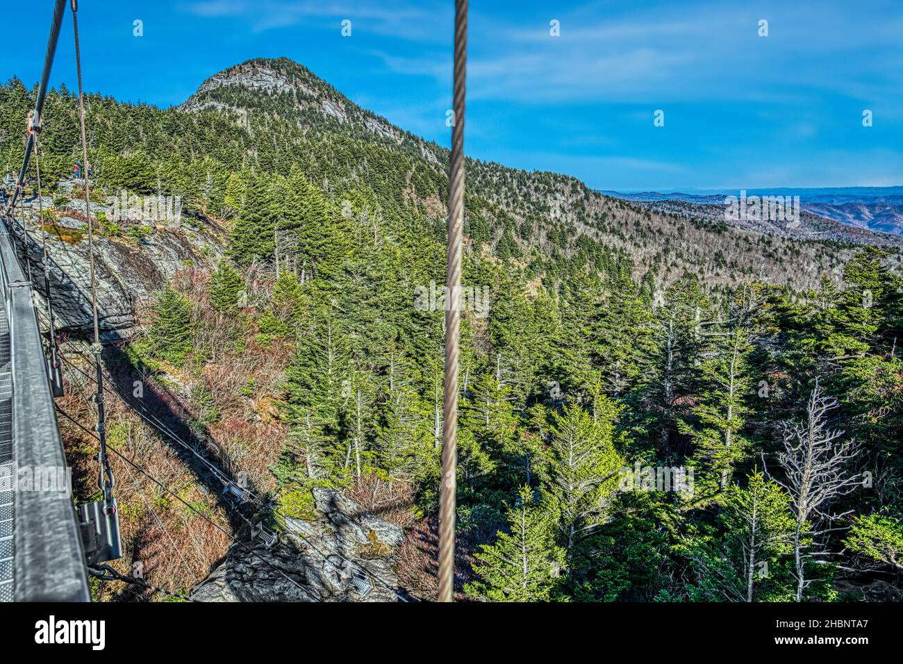 View from the mile high suspension bridge on top of Grandfather ...