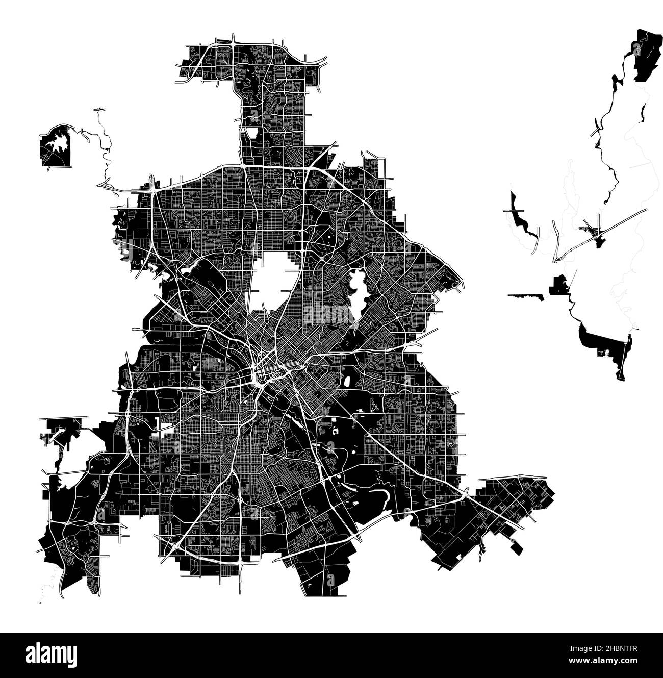 Dallas, Texas, United States, high resolution vector map with city ...