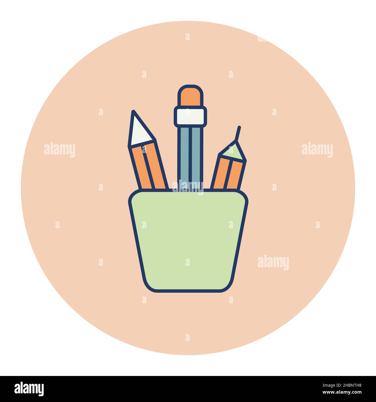 Pencil stand outline flat icon. Workspace sign. Graph symbol for your ...