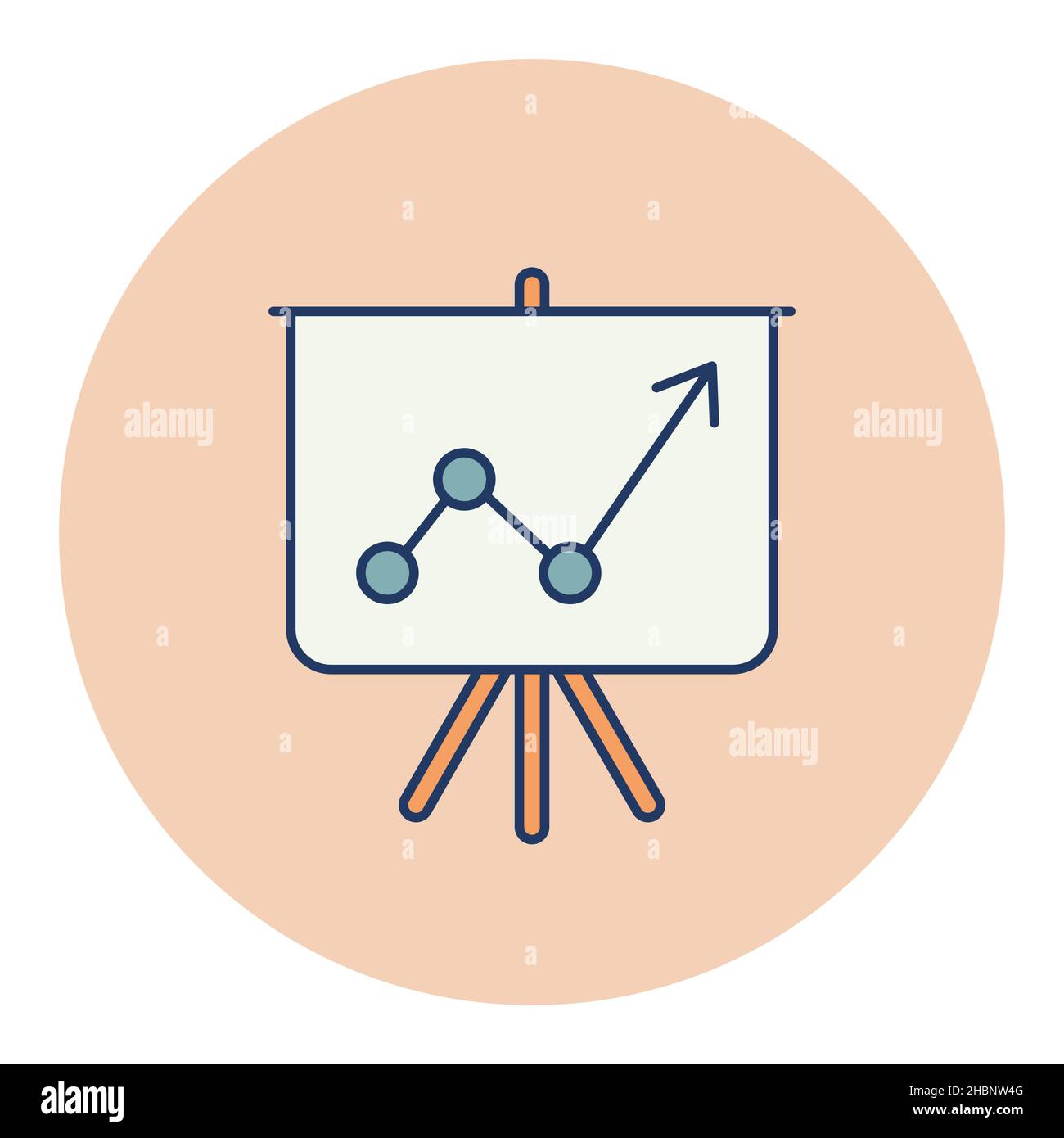 Flip-chart outline flat icon. Projection screen with a graph. Business ...