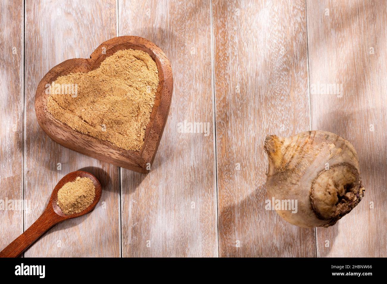 Lepidium meyenii - Organic maca powder. Healthy food Stock Photo - Alamy