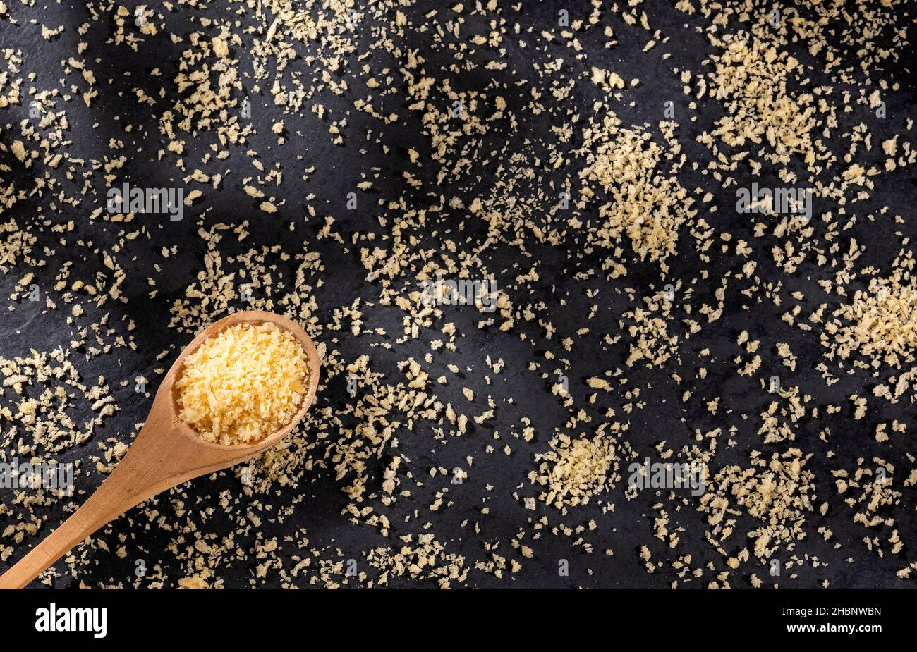 Japanese panko bread in crumbs on spoon - healthy food Stock Photo - Alamy
