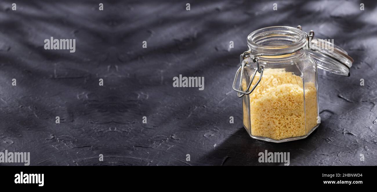 Japanese Panko bread in crumbs in glass jar - Healthy food Stock Photo ...