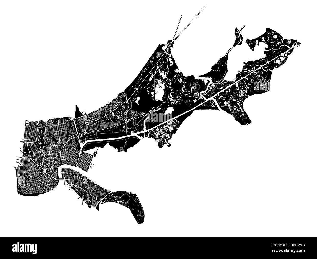 New Orleans, Louisiana, United States, high resolution vector map with ...