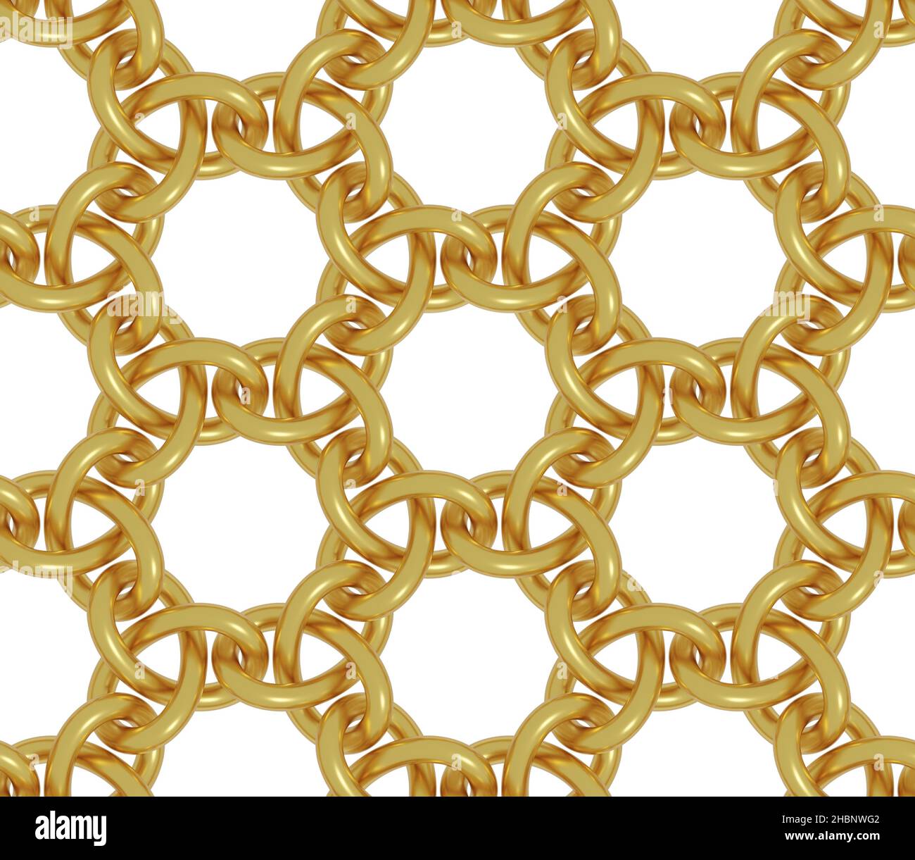 Golden link weave seamless pattern. 3d illustration Stock Photo - Alamy