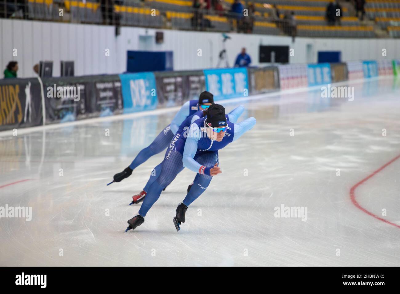 ISU European Speed Skating Championships. Athlete on ice. Classic speed ...