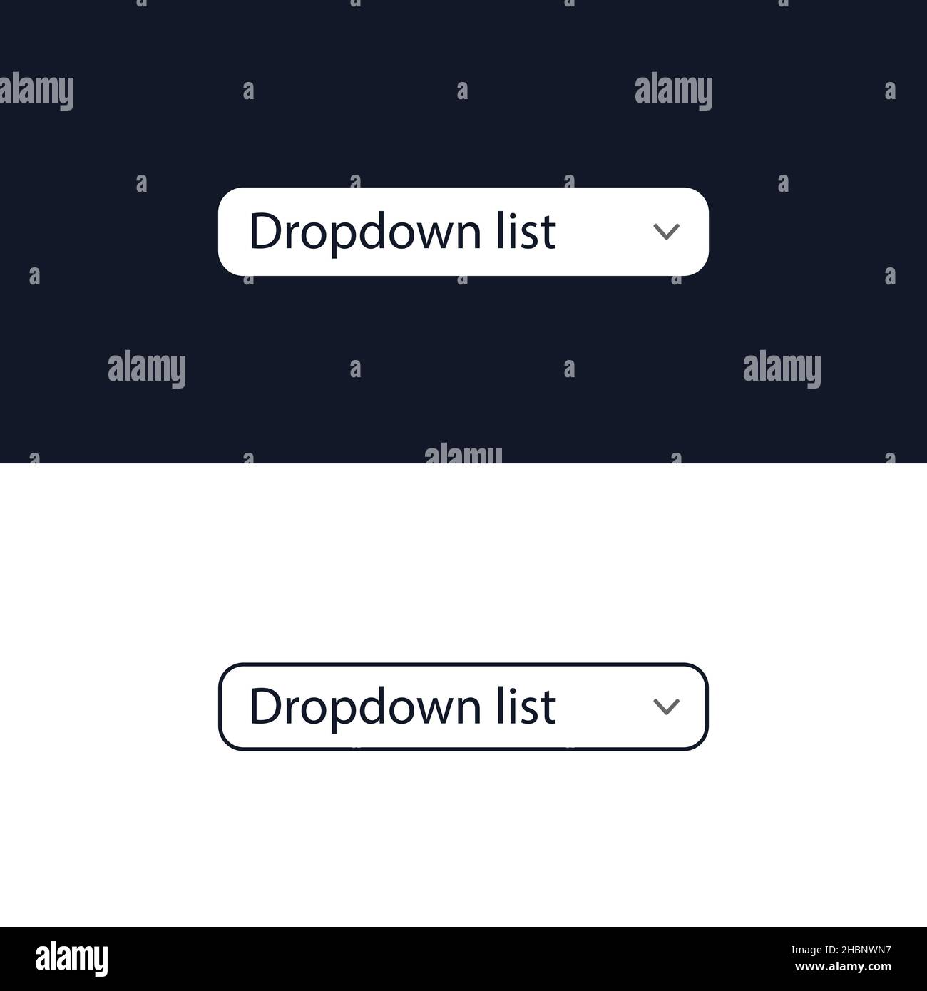 Drop-down list with menu items for the website. User interface for the ...