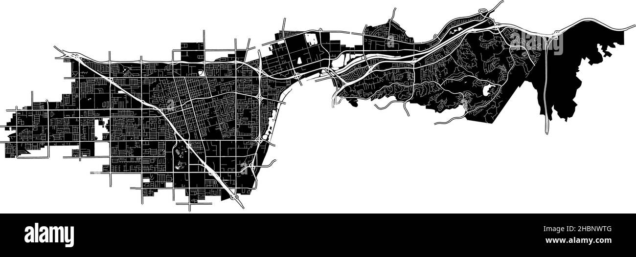 Anaheim, California, United States, high resolution vector map with ...