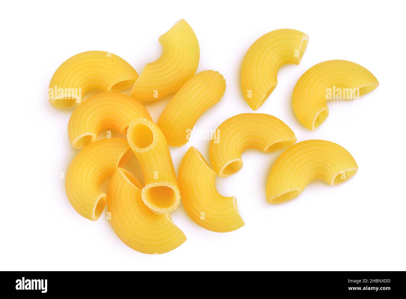 raw macaroni pasta isolated on white background with clipping path and ...