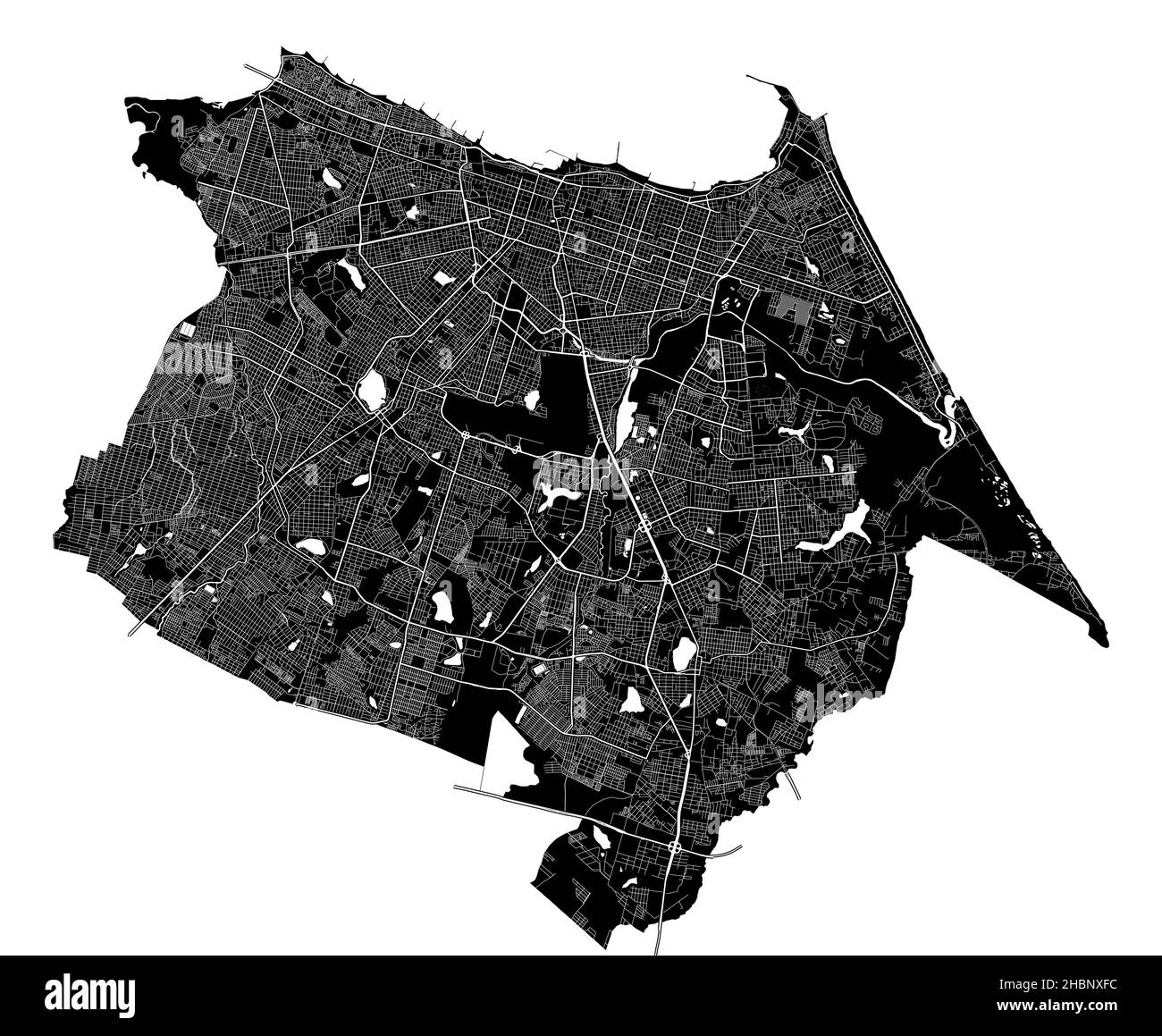 Fortaleza, Brazil, high resolution vector map with city boundaries, and ...