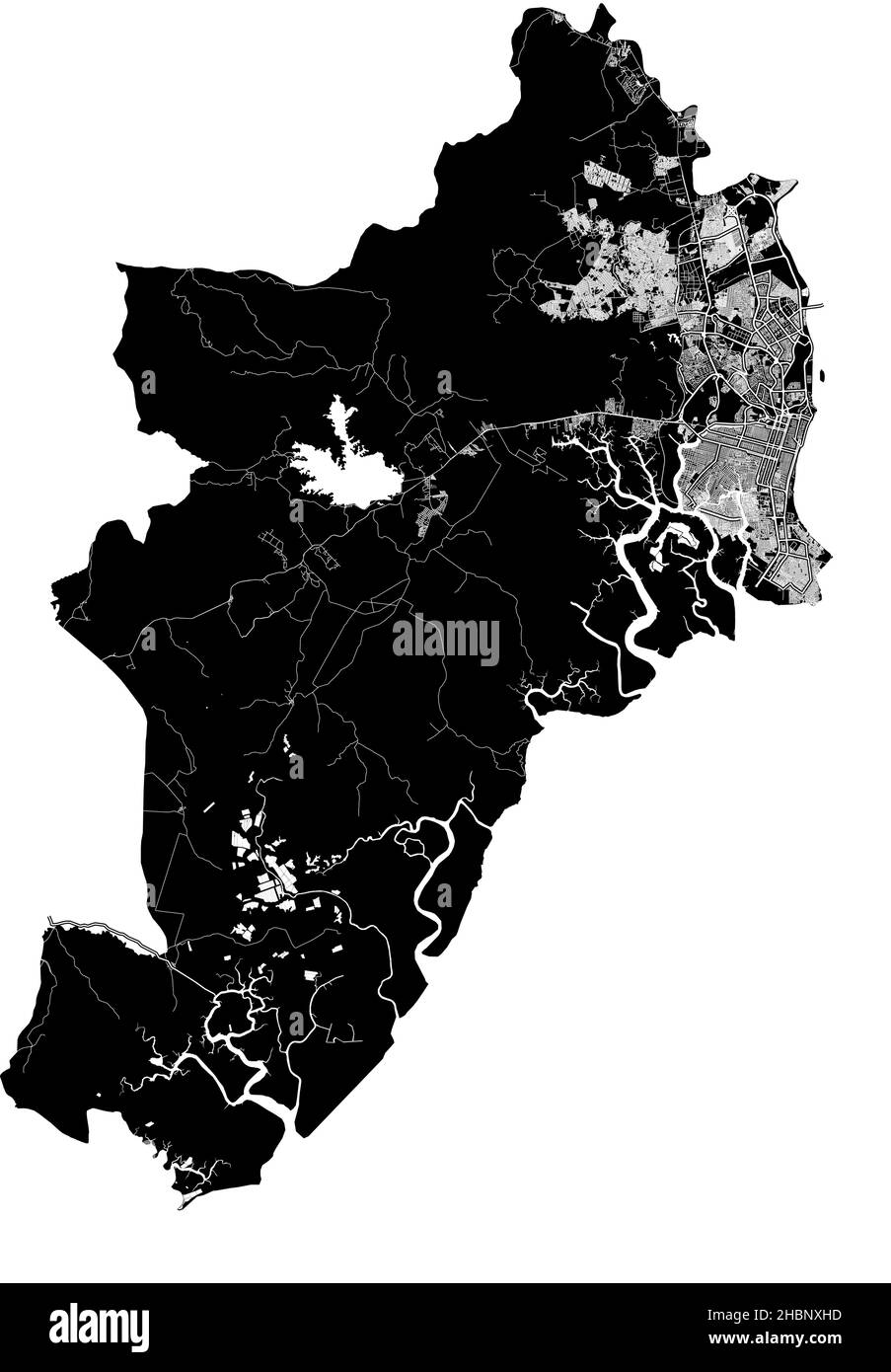 Guayaquil, Ecuador, high resolution vector map with city boundaries ...