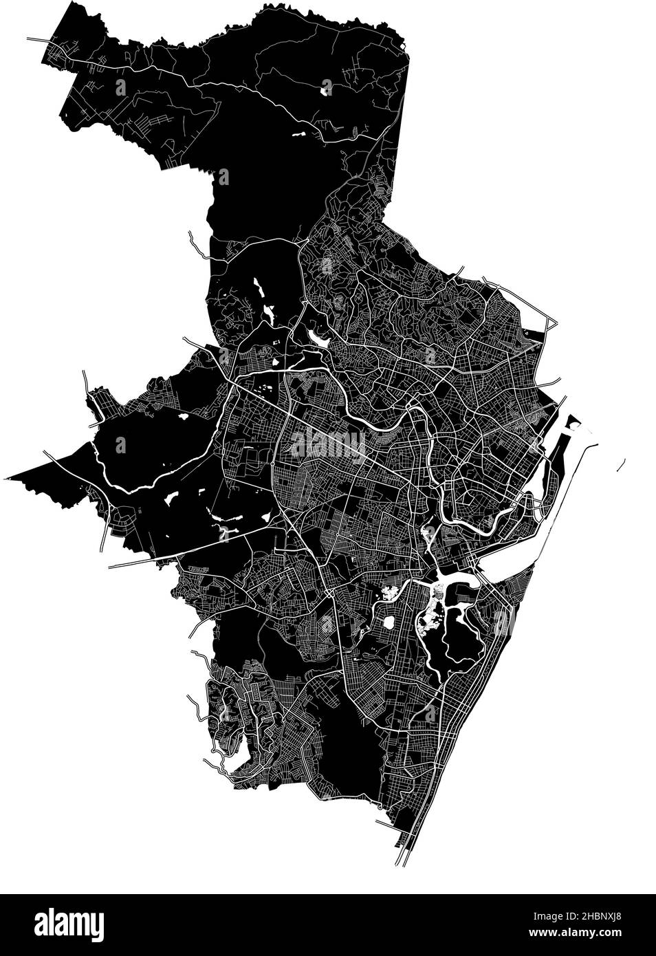 Recife, Brazil, high resolution vector map with city boundaries, and ...