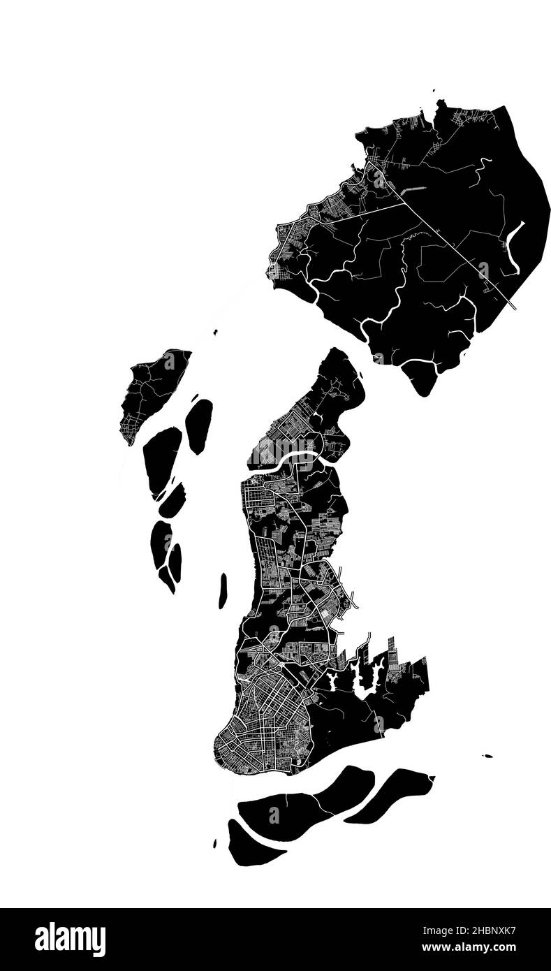 Belem, Brazil, high resolution vector map with city boundaries, and ...