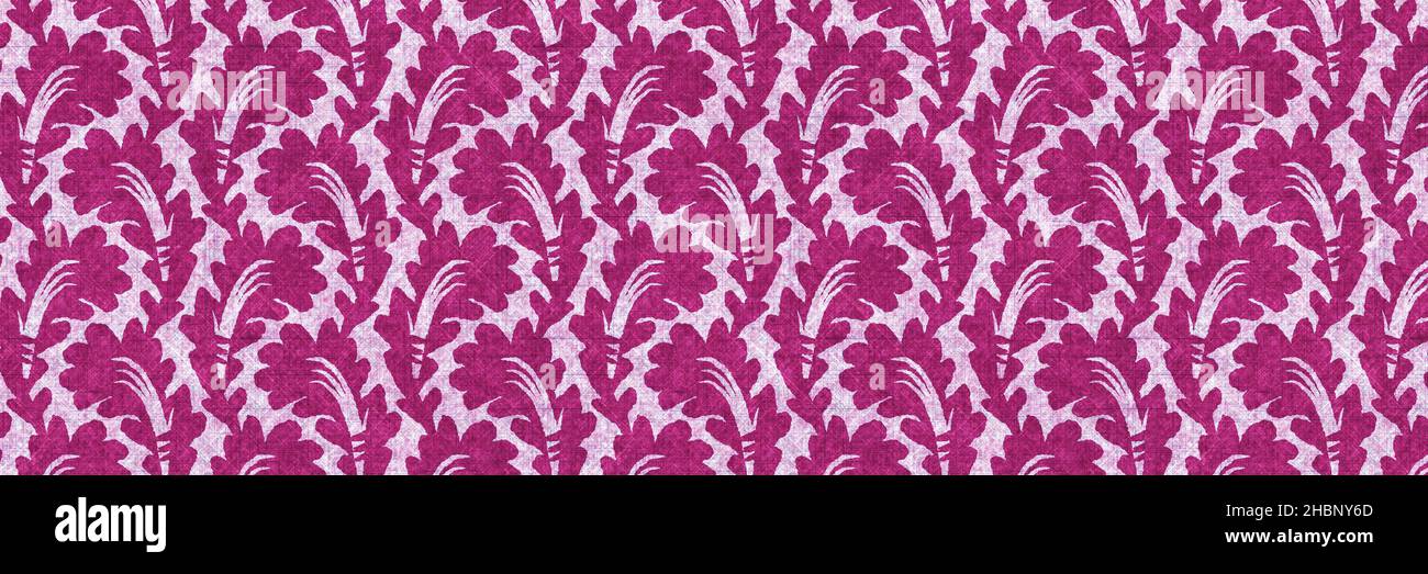 Fuchsia pink botanical seamless border edge. Modern bright tonal ...