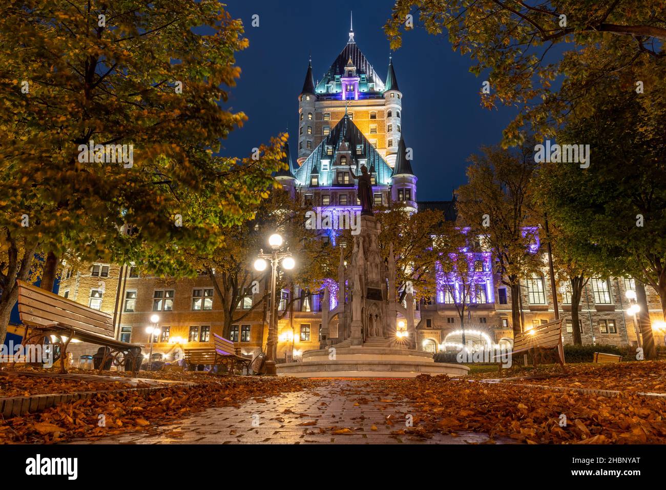Quebec, Canada - October 18 2021 : Night view of the Quebec City Old ...