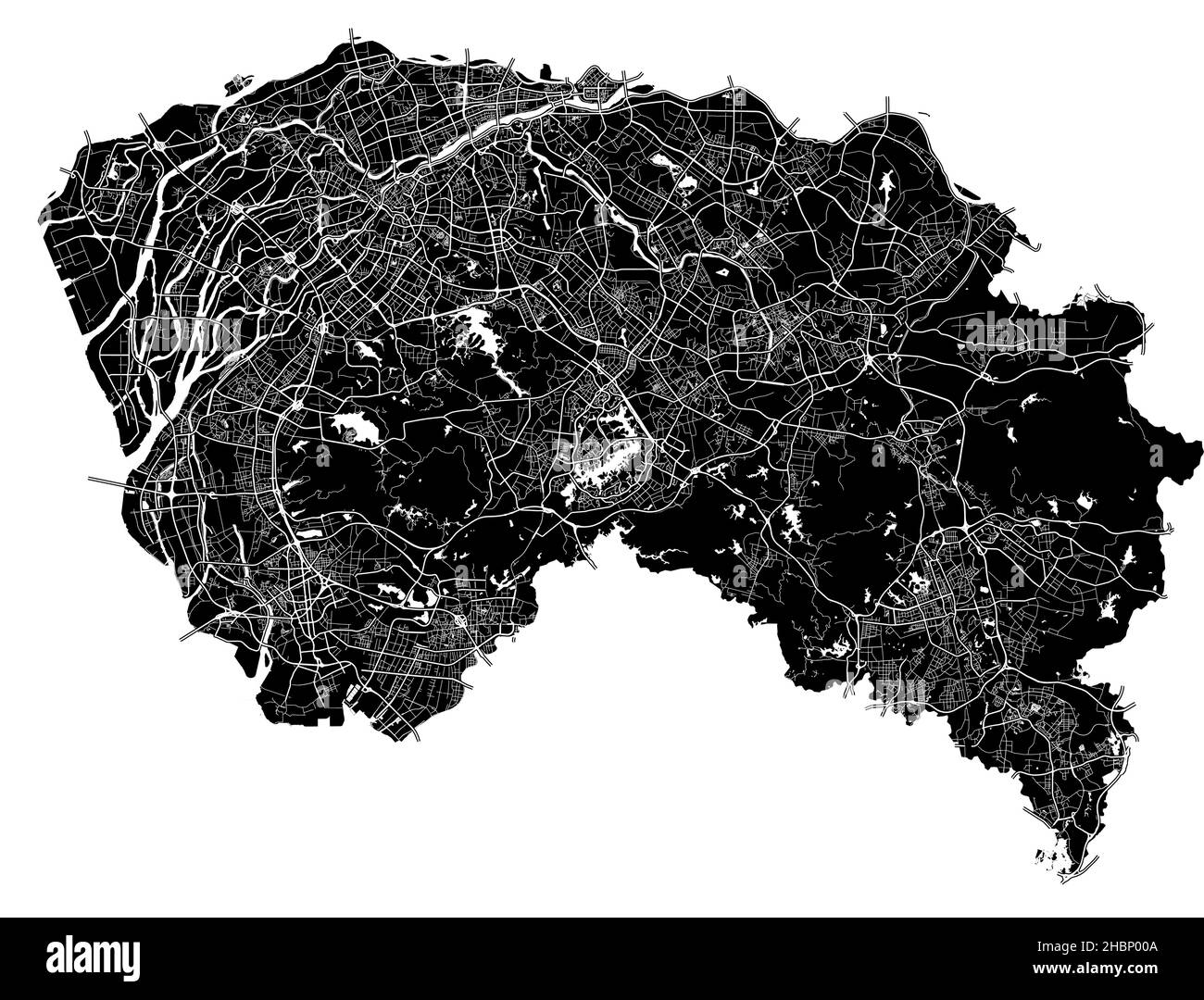 Dongguan, China, high resolution vector map with city boundaries, and ...