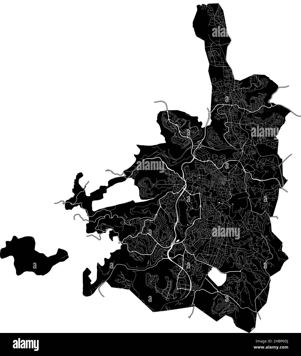 Jerusalem, Israel, high resolution vector map with city boundaries, and ...