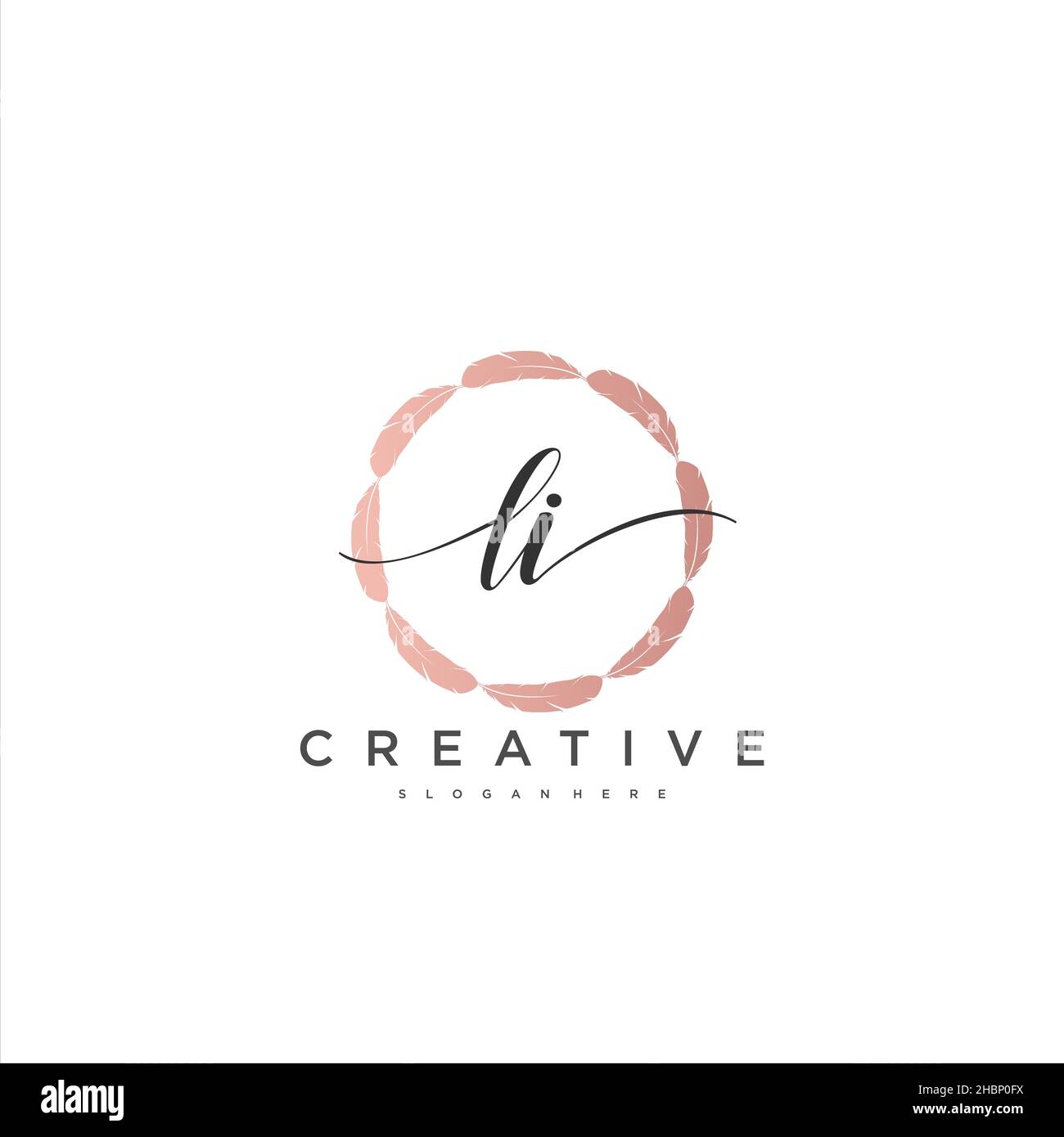LI Initial handwriting minimalist geometric logo template vector art ...