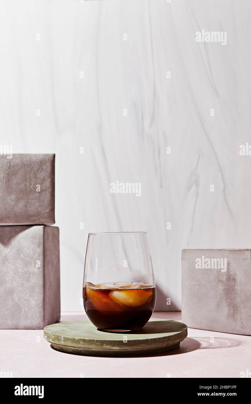 Iced Coffee in Neutral Background Stock Photo - Alamy