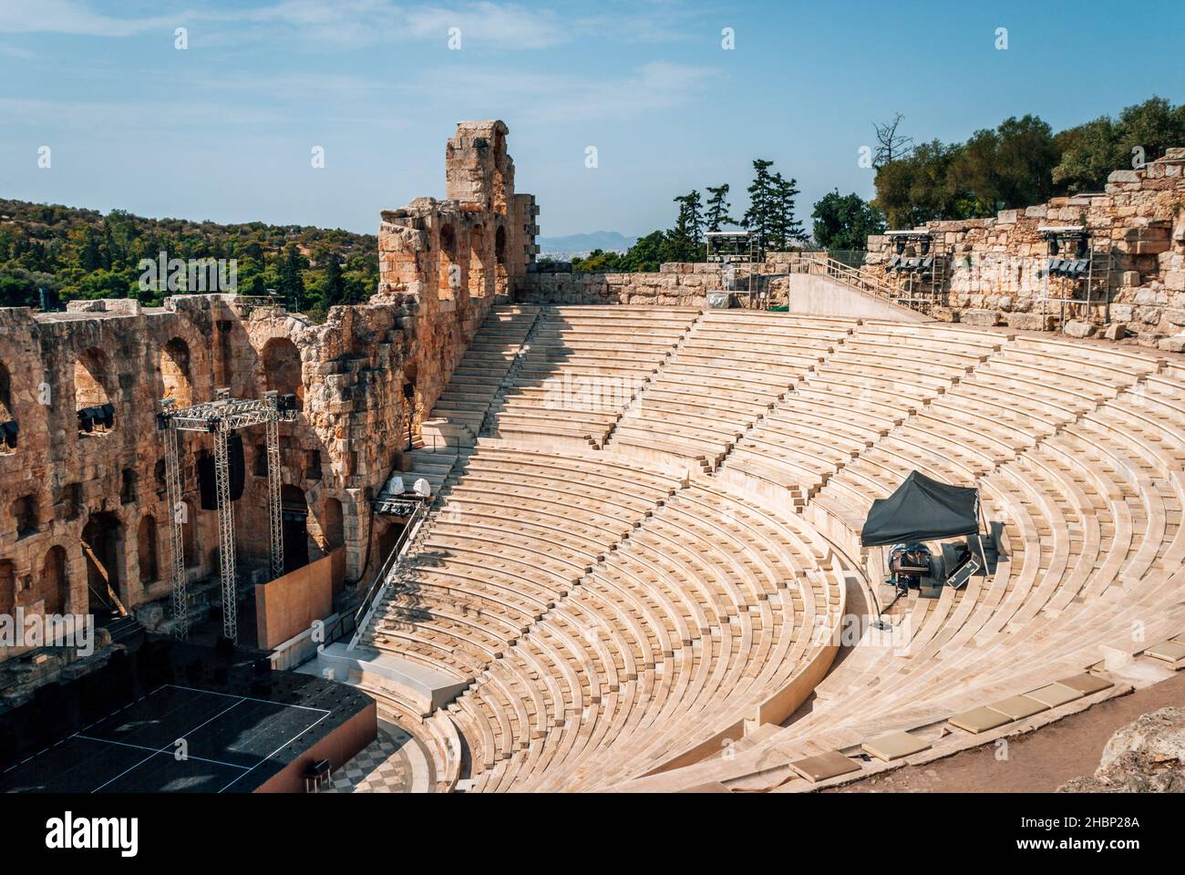 Amphitheater in the Acropolis of Athens, stands for spectators Stock ...