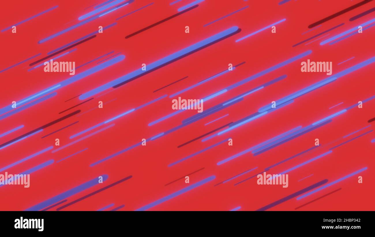 Red and blue flying neon lights abstract background. Bright neon line ...