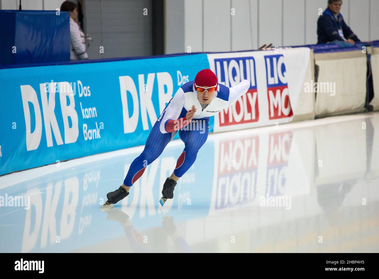 ISU European Speed Skating Championships. Athlete on ice. Classic speed ...