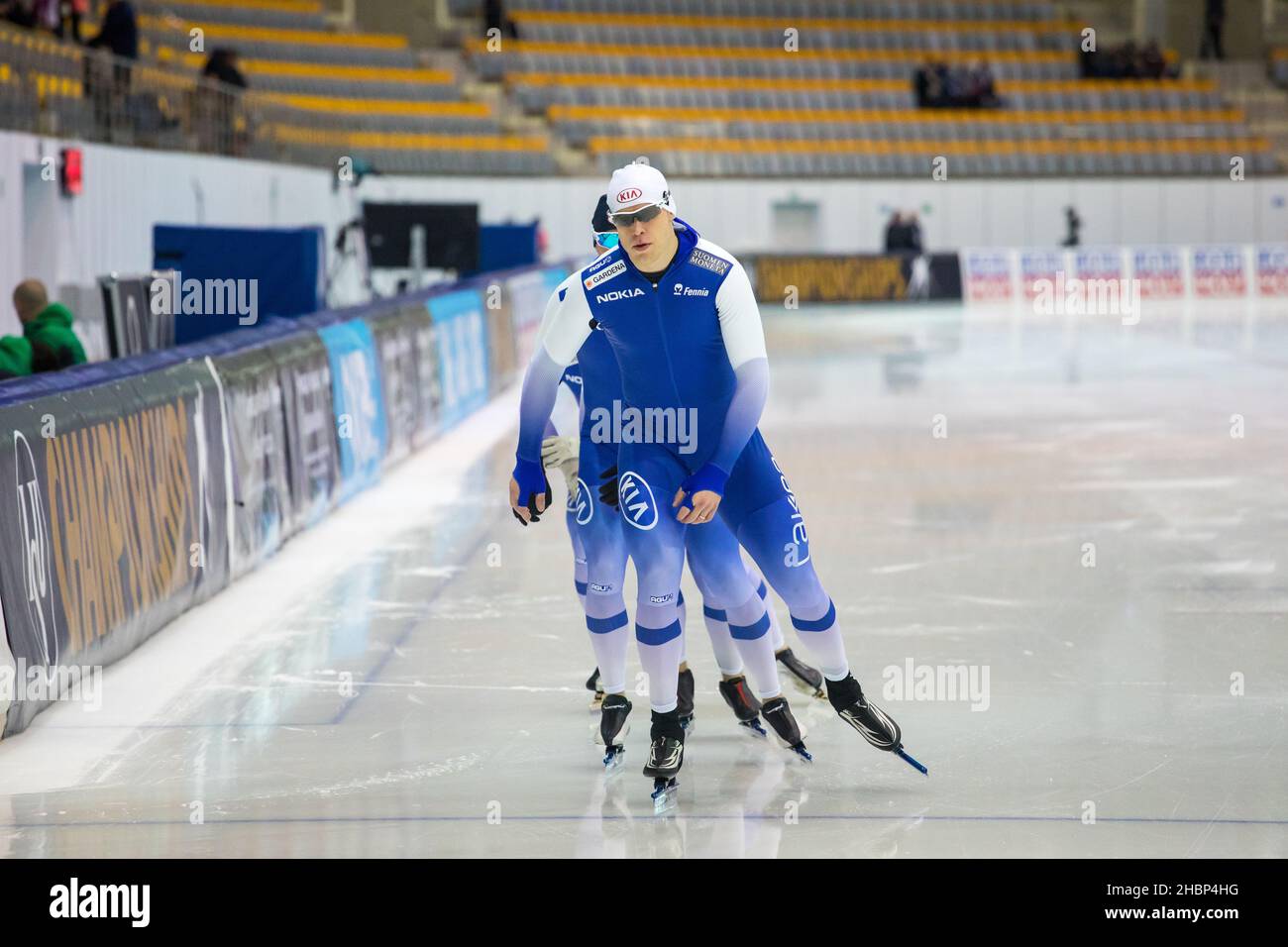 ISU European Speed Skating Championships. Athlete on ice. Classic speed ...