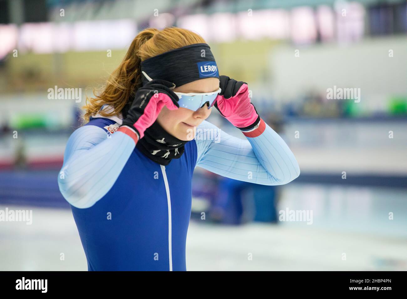 ISU European Speed Skating Championships. Athlete on ice. Classic speed ...