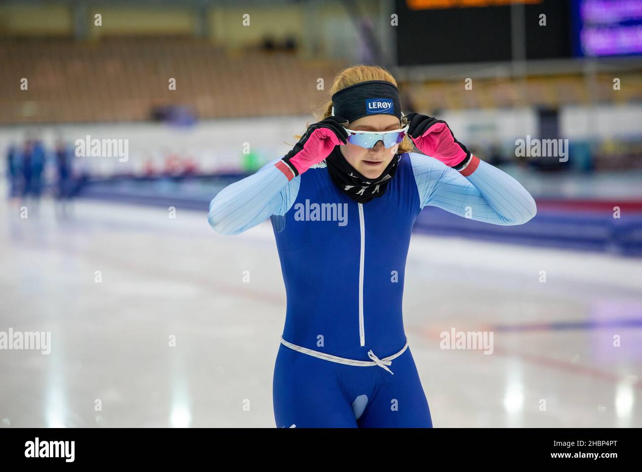 ISU European Speed Skating Championships. Athlete on ice. Classic speed ...