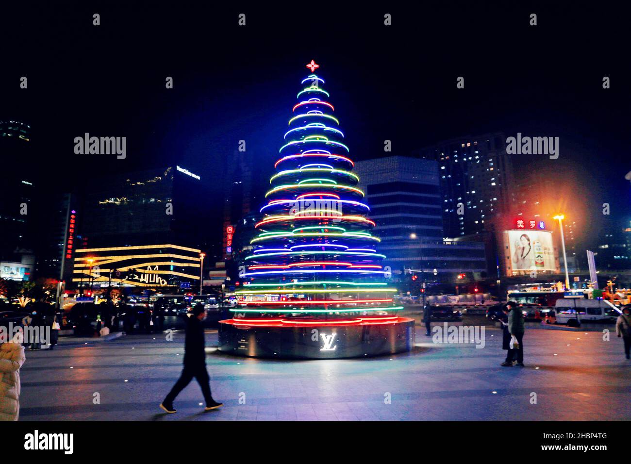 SHANGHAI, CHINA - DECEMBER 18, 2021 - A Louis Vuitton Christmas tree is ...