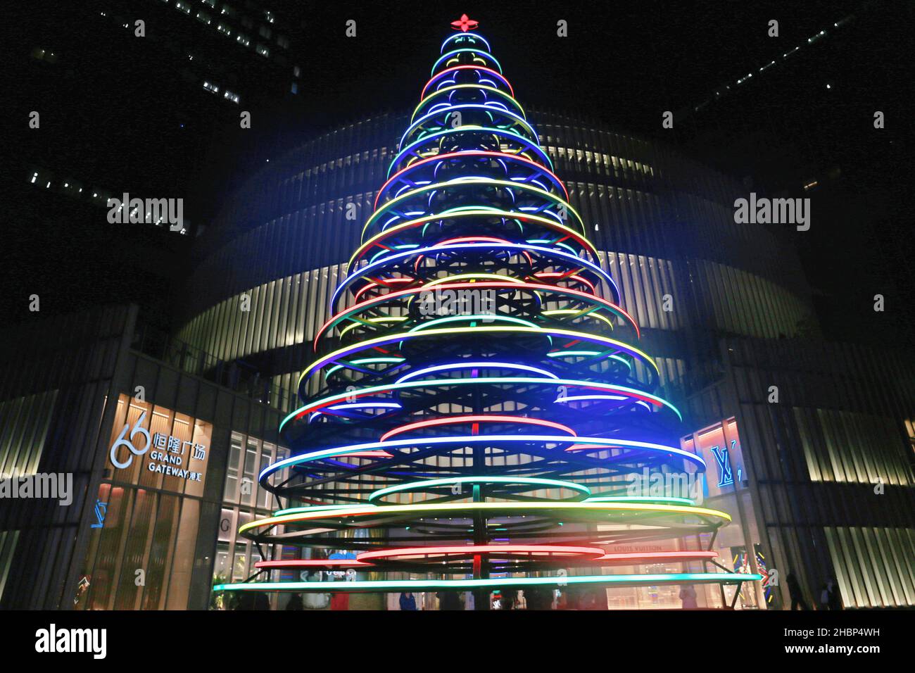 SHANGHAI, CHINA - DECEMBER 18, 2021 - A Louis Vuitton Christmas tree is ...