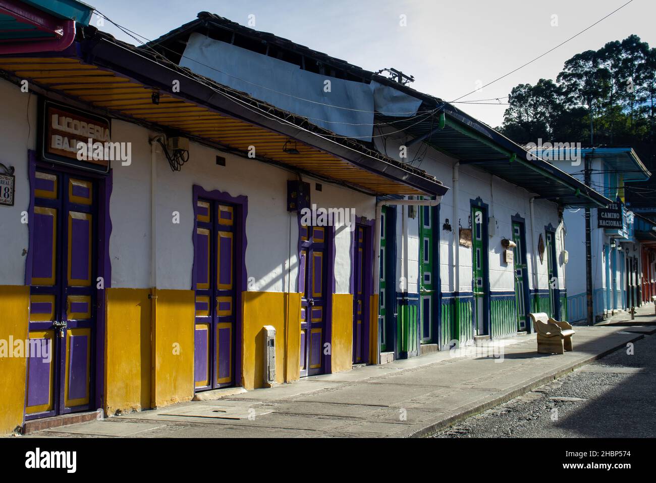 SALENTO, COLOMBIA - JULY 2021. The beautiful Calle Real and facades of ...
