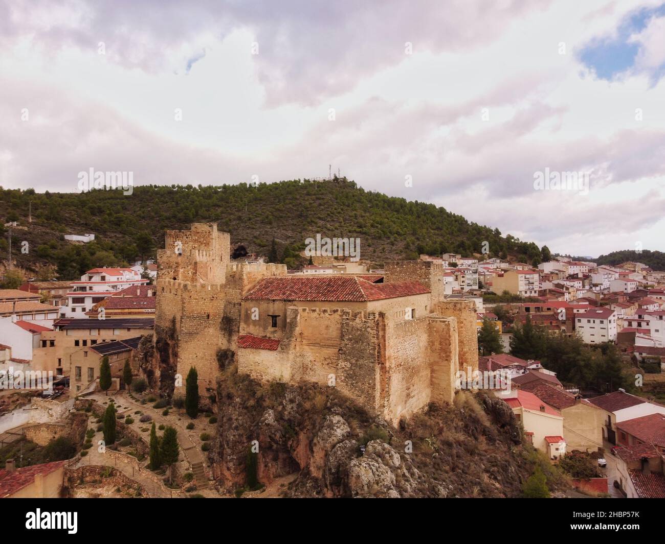 The view of Yeste city of Albacete with medieval buildings in Spain ...