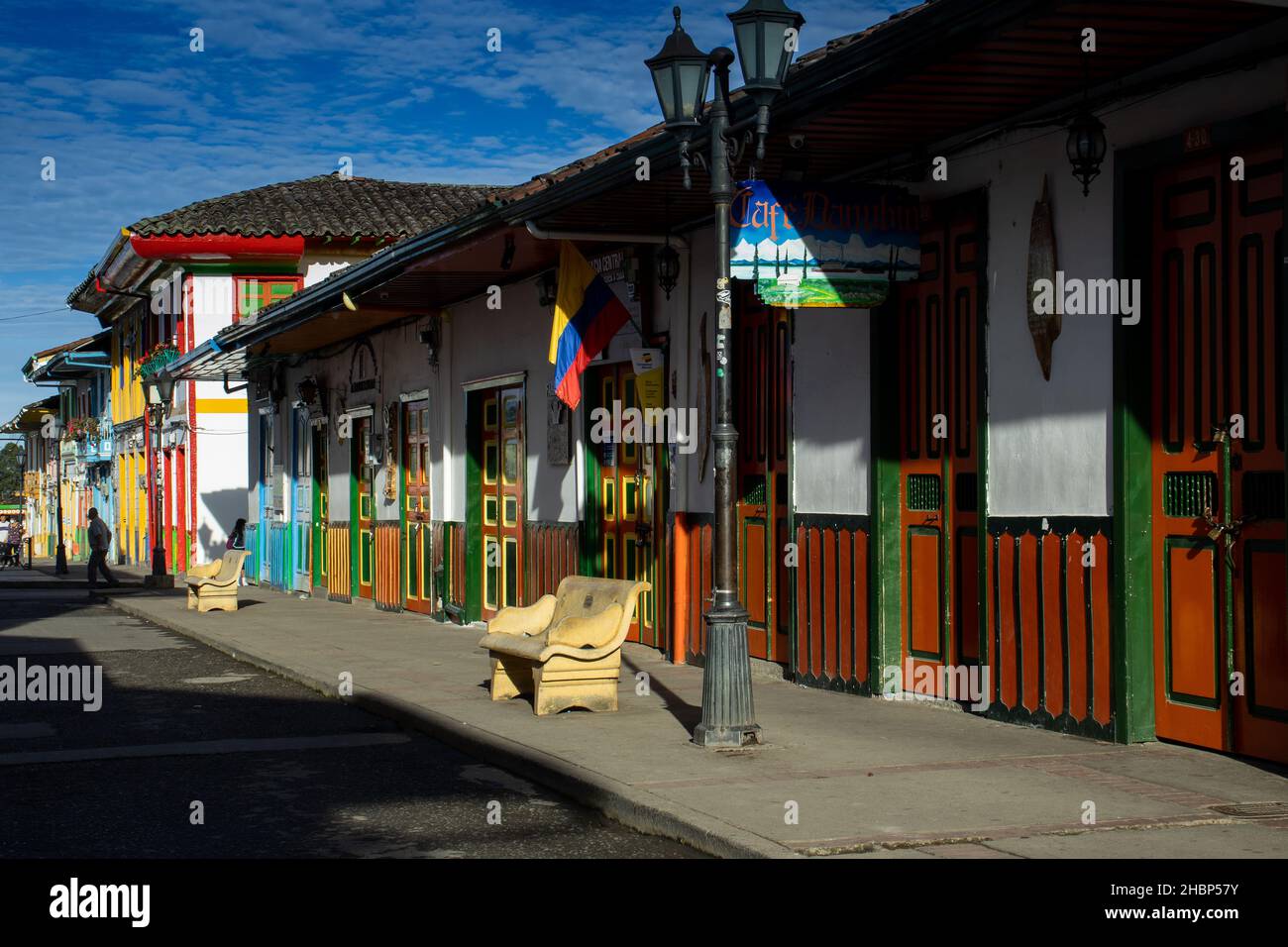 SALENTO, COLOMBIA - JULY 2021. The beautiful Calle Real and facades of ...
