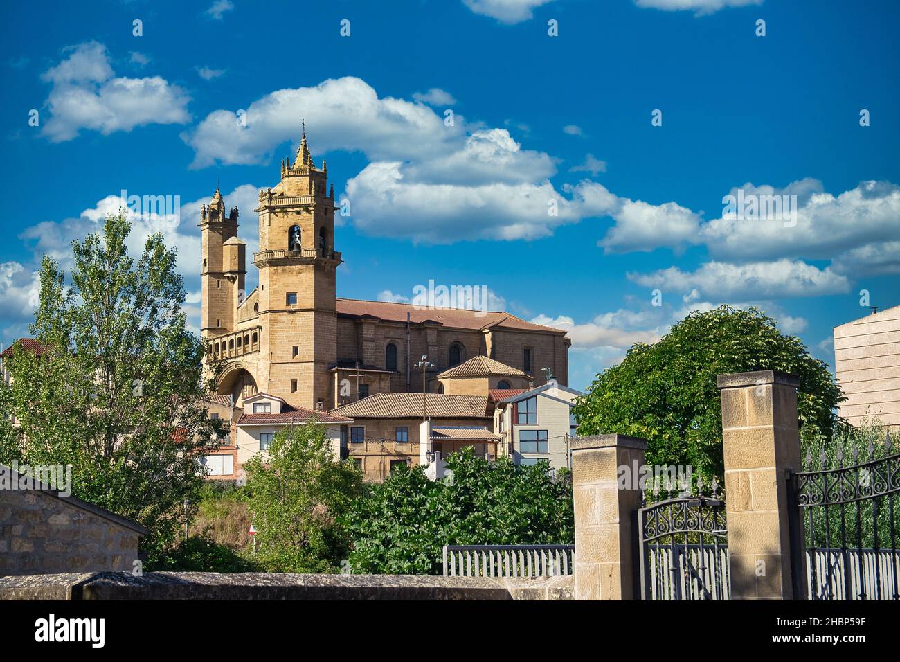 A beautiful view of a building on the blue sky background in Spain ...