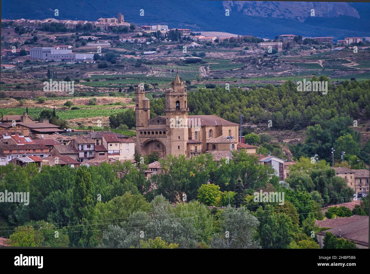 The cityscape of Elciego with medieval buildings in Rioja Stock Photo ...