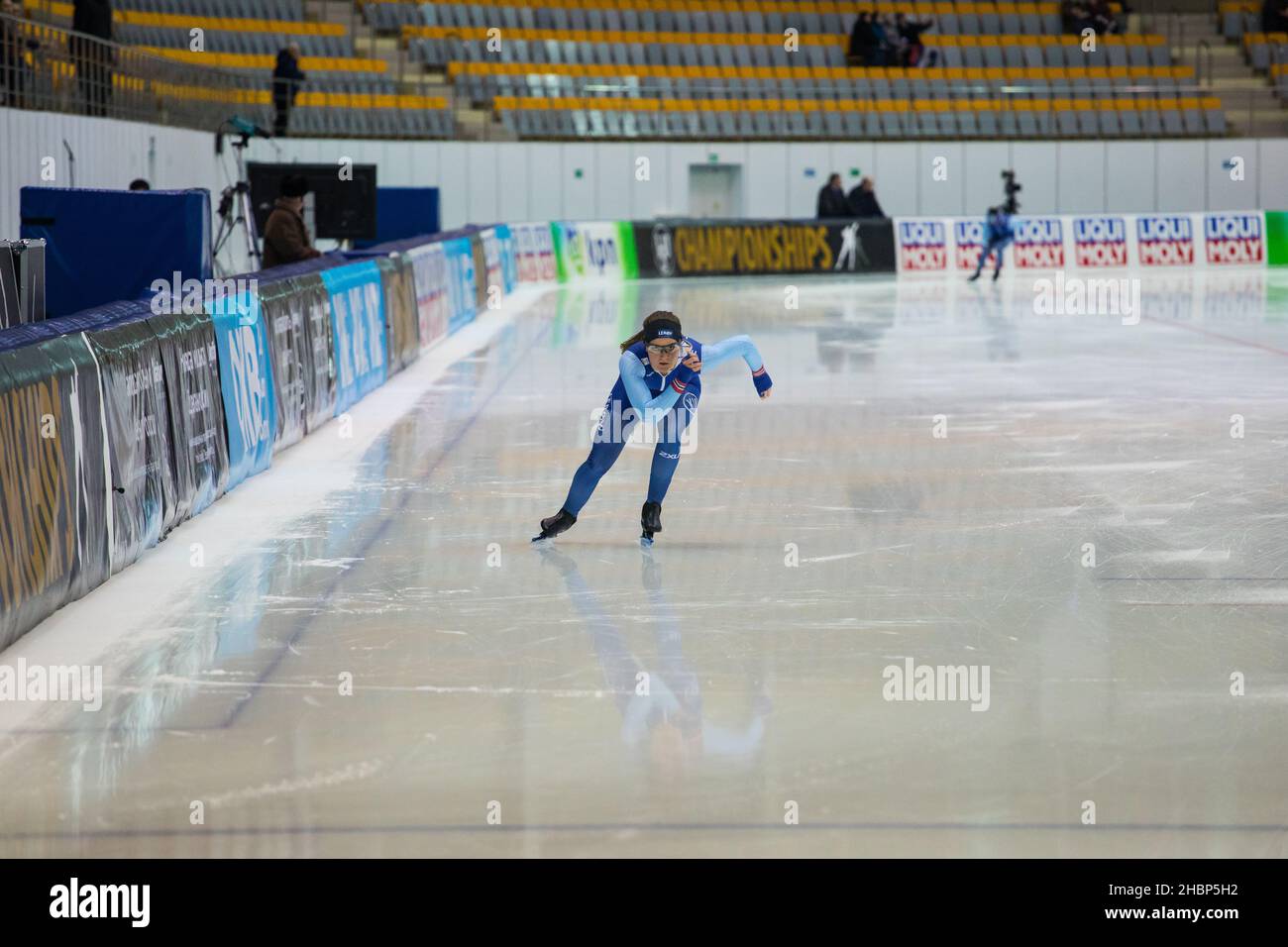 ISU European Speed Skating Championships. Athlete on ice. Classic speed ...