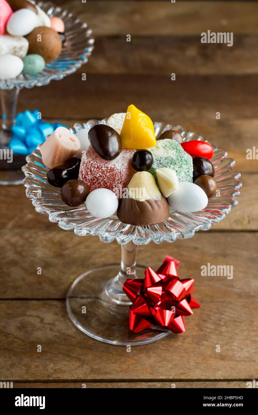 Traditional Turkish mixed candies,chocolate, and delights in stylish ...