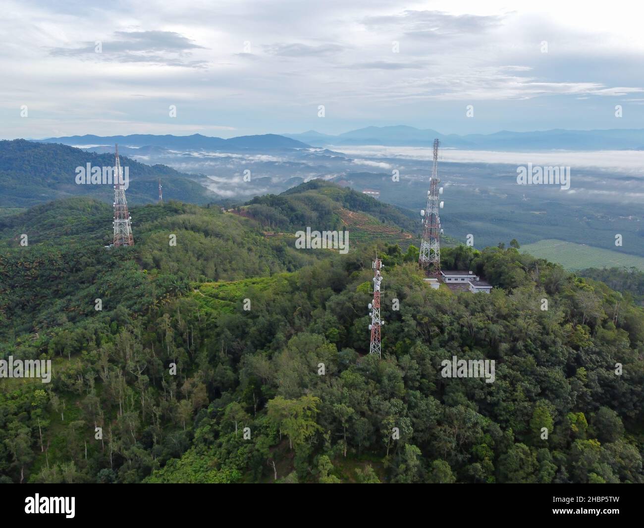 Aerial view mobile network towers hi-res stock photography and images ...