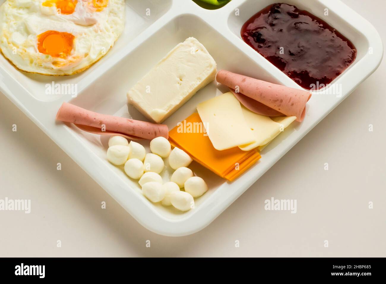 Traditional Turkish Breakfast with cheese, salami, pepper, jam, egg ...