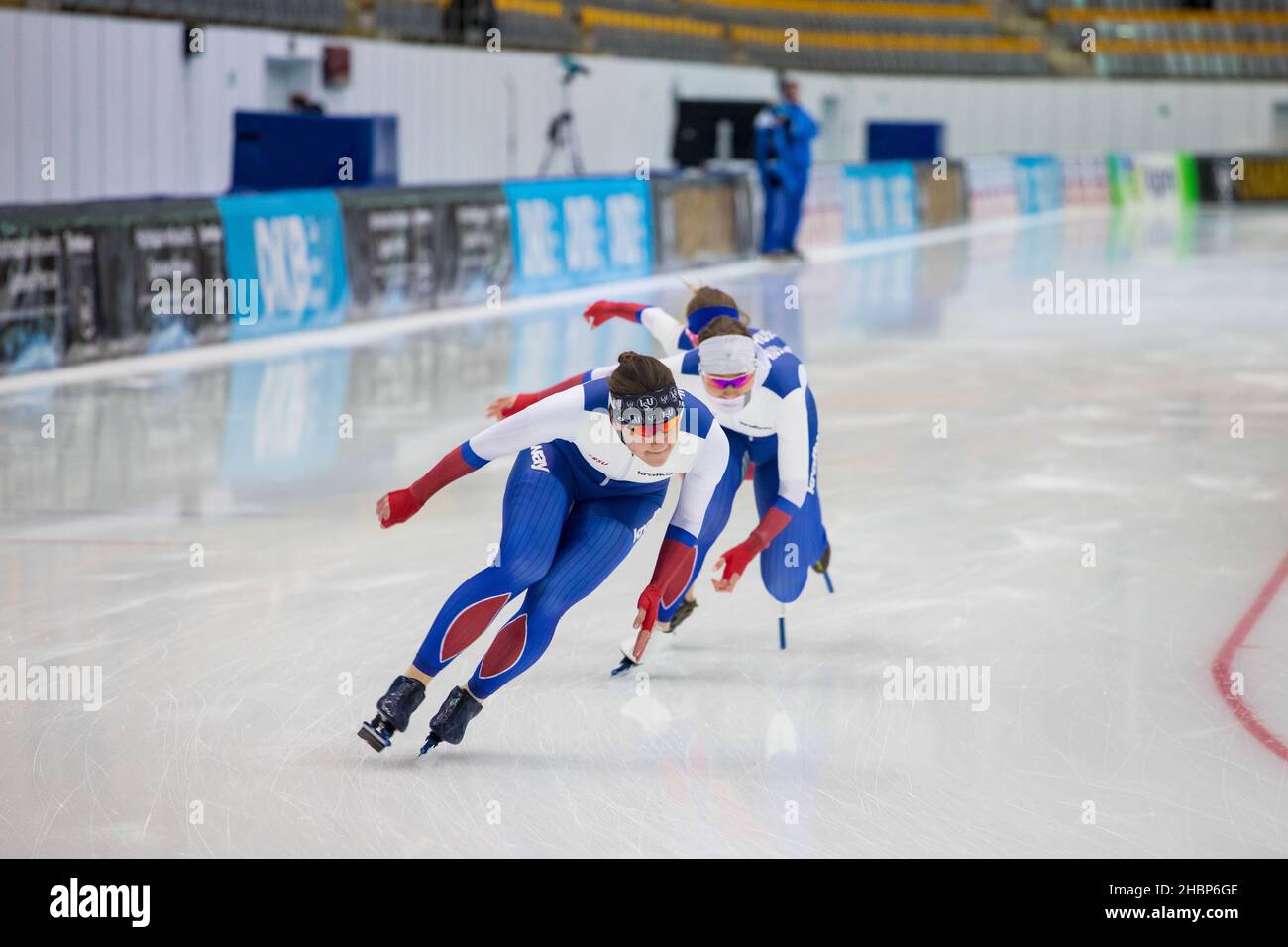 ISU European Speed Skating Championships. Athlete on ice. Classic speed ...