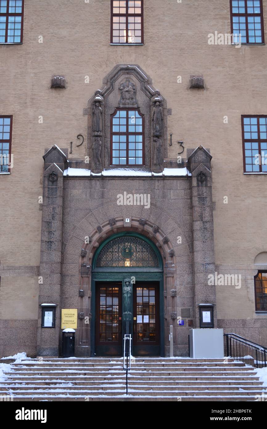 STOCKHOLM, SWEDEN - Jan 13, 2021: The facade of the Stockholm District ...