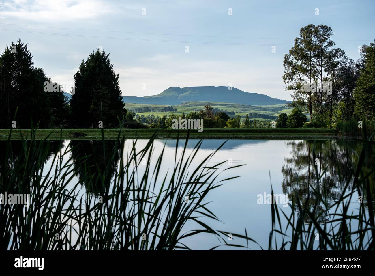 A beautiful view of a dam in the Drakensberg region, KZN, South Africa ...