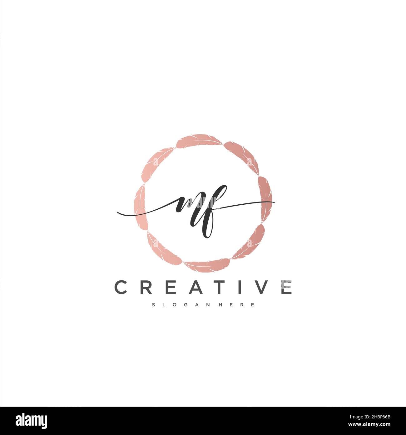 MF Initial handwriting minimalist geometric logo template vector art ...