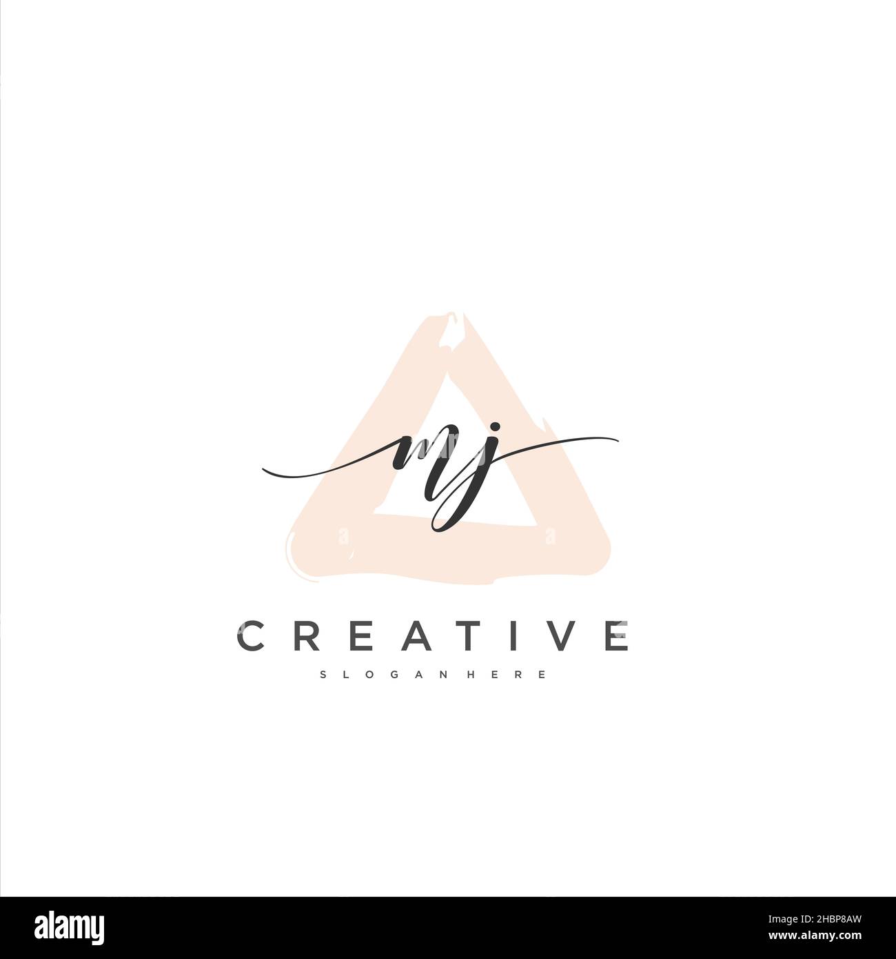 MJ Initial handwriting minimalist geometric logo template vector art ...