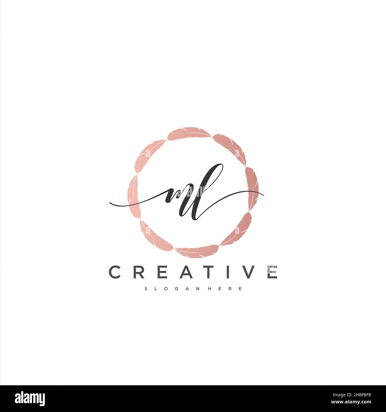 ML Initial handwriting minimalist geometric logo template vector art ...
